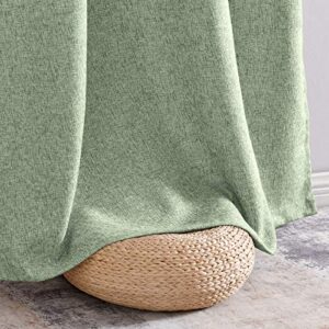 jinchan Linen Look Curtain Panels for Bedroom Heathered Green Textured Light Filtering Living Room Farmhouse Window Drapes 84 Inches Length 2 Panels