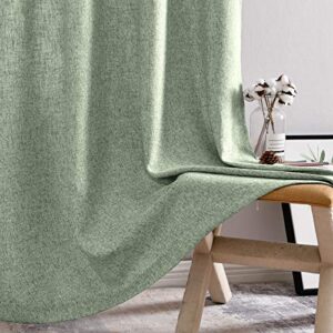 jinchan Linen Look Curtain Panels for Bedroom Heathered Green Textured Light Filtering Living Room Farmhouse Window Drapes 84 Inches Length 2 Panels