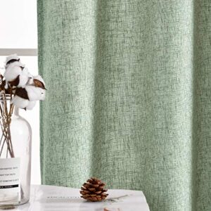 jinchan Linen Look Curtain Panels for Bedroom Heathered Green Textured Light Filtering Living Room Farmhouse Window Drapes 84 Inches Length 2 Panels