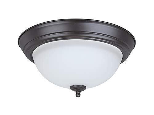 Aspen Creative Bronze 63017-21 LED Flush Mount Ceiling Light Fixture, Transitional Design Finish, Frosted Glass Shade, 11" Diameter, 1-Pack