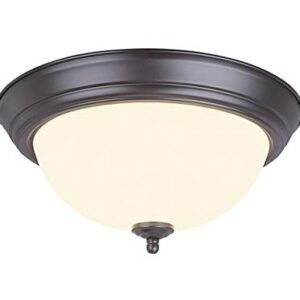 Aspen Creative Bronze 63017-21 LED Flush Mount Ceiling Light Fixture, Transitional Design Finish, Frosted Glass Shade, 11" Diameter, 1-Pack