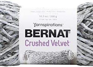 Bernat Crushed Velvet Yarn, Soft Gray, Aqua