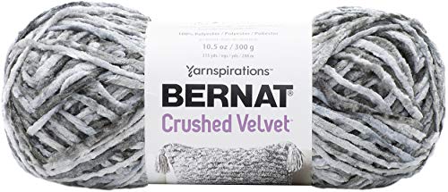 Bernat Crushed Velvet Yarn, Soft Gray, Aqua