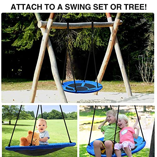 RedSwing 43" Flying Saucer Swing for Kids Outdoor, Large Round Tire Swings for Trees and Swingset, Strong Heavy Duty for Outside Playground, 500LBS Weight Capacity, Blue