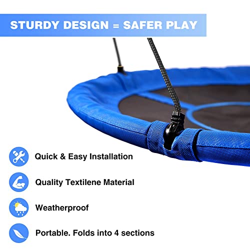 RedSwing 43" Flying Saucer Swing for Kids Outdoor, Large Round Tire Swings for Trees and Swingset, Strong Heavy Duty for Outside Playground, 500LBS Weight Capacity, Blue