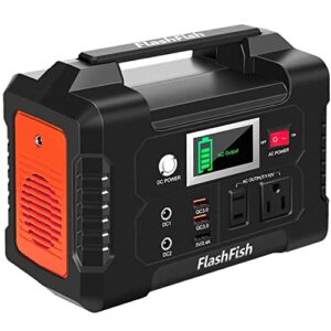 200w portable power station, flashfish 40800mah solar generator with 110v ac outlet/2 dc ports/3 usb ports, backup battery pack power supply for cpap outdoor advanture load trip camping emergency.