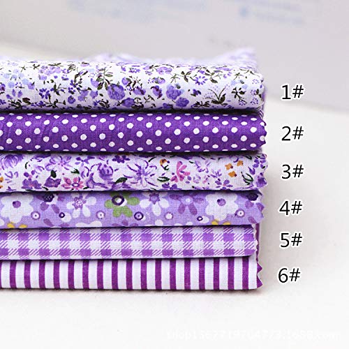 MSCFTFB 14 Pieces Assorted 7 Designs Square Fabric Bundles Sewing Square Patchwork Precut Fabric Scraps for DIY Quilting Applique Doll Dress Making (Purple)