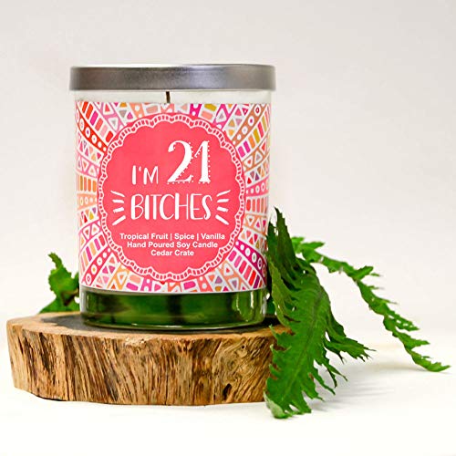 I'm 21 | Tropical Fruit, Spice, Vanilla | Scented Soy Candles | 10 Oz. Jar Candle | Made in USA | Decorative Aromatherapy | 21 Year Old Birthday Gifts | 21st Birthday Candles