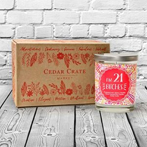 I'm 21 | Tropical Fruit, Spice, Vanilla | Scented Soy Candles | 10 Oz. Jar Candle | Made in USA | Decorative Aromatherapy | 21 Year Old Birthday Gifts | 21st Birthday Candles