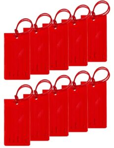 sodsay 10 pack luggage tags suitcases plastic travel bag & baggage id label tags travel essentials (deep red)