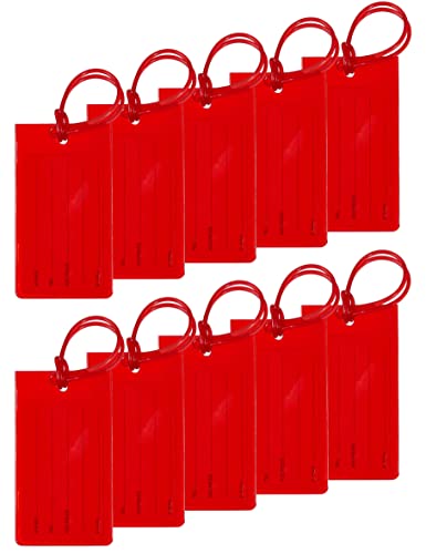 Sodsay 10 Pack Luggage Tags Suitcases Plastic Travel Bag & Baggage ID Label Tags Travel Essentials (Deep Red)