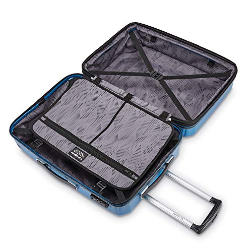 Samsonite Winfield 3 DLX Spinner 78/28 Checked Luggage, Blue (120754-1112) with Deco Gear 10 Piece Luggage Accessory Ultimate Travel Bundle