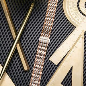 BINLUN Ultra Thin Mesh Stainless Steel Watch Band Light Watch Strap Polished Watch Bracelets Replacement 12mm/14mm/16mm/18mm/20mm/22mm for Men Women with Butterfly Buckle(Silver and Rose Gold,18mm)