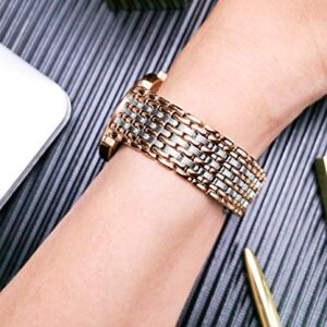 BINLUN Ultra Thin Mesh Stainless Steel Watch Band Light Watch Strap Polished Watch Bracelets Replacement 12mm/14mm/16mm/18mm/20mm/22mm for Men Women with Butterfly Buckle(Silver and Rose Gold,18mm)