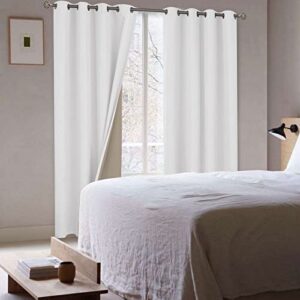 BGment Linen Textured 100% Blackout Curtains for Bedroom, Grommet Double Layers Thermal Insulation Room Darkening Curtains with Liner for Living Room, 2 Panels, 52 x 63 Inches, Off White