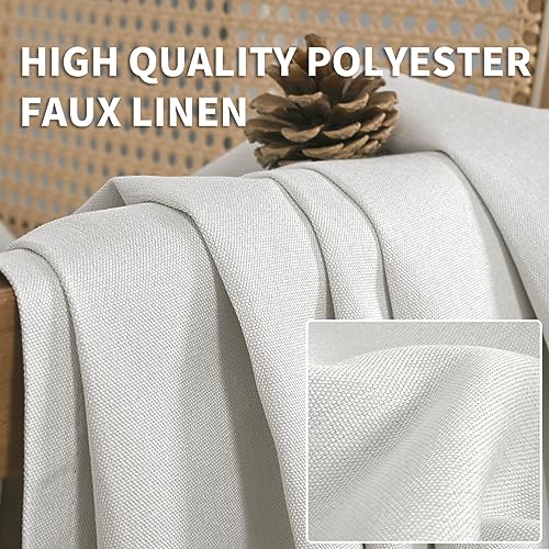 BGment Linen Textured 100% Blackout Curtains for Bedroom, Grommet Double Layers Thermal Insulation Room Darkening Curtains with Liner for Living Room, 2 Panels, 52 x 63 Inches, Off White