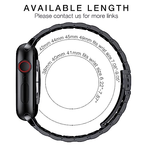 EPULY Compatible with Apple Watch Band 49mm 45mm 44mm 42mm 41mm 40mm 38mm, Business Stainless Steel Metal Watchband for iWatch Strap Ultra SE Series 8 7 6 5 4 3 2 1 Men & Women (Black, 49mm 45mm 44mm 42mm)