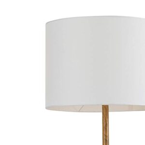 Globe Electric Novogratz x Globe Harrington 65" Floor Lamp, 2-Tone Faux Wood Base, White Fabric Shade, Socket Rotary Switch 67225