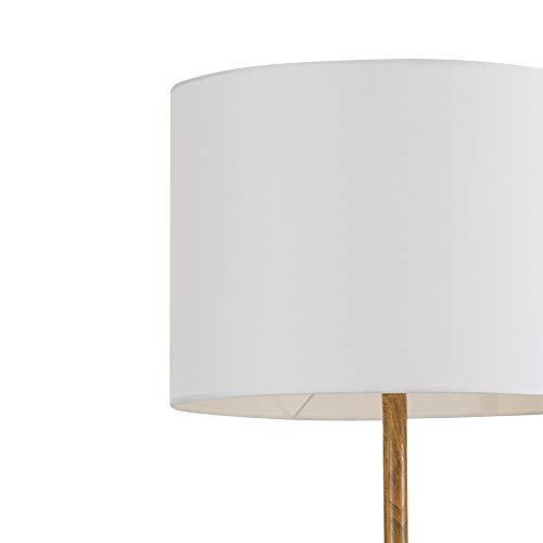 Globe Electric Novogratz x Globe Harrington 65" Floor Lamp, 2-Tone Faux Wood Base, White Fabric Shade, Socket Rotary Switch 67225