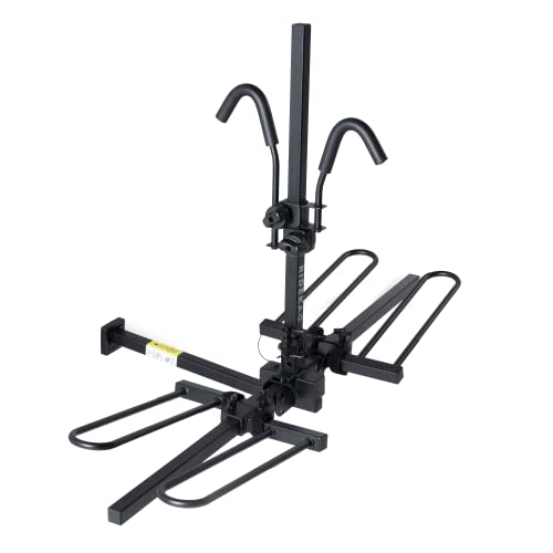 KAC E2 1.25" & 2" Hitch Mounted Rack 2-Bike Platform Style Carrier for Standard and Fat Tire Bicycles - 2 Bikes X 30 lbs (60 lbs Total) Heavy Weight Capacity - Hitch Adapter Included