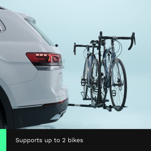 KAC E2 1.25" & 2" Hitch Mounted Rack 2-Bike Platform Style Carrier for Standard and Fat Tire Bicycles - 2 Bikes X 30 lbs (60 lbs Total) Heavy Weight Capacity - Hitch Adapter Included