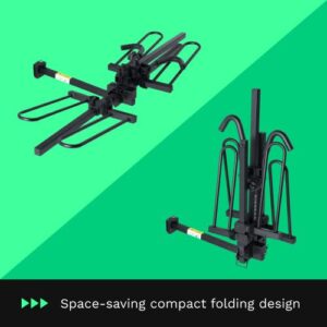 KAC E2 1.25" & 2" Hitch Mounted Rack 2-Bike Platform Style Carrier for Standard and Fat Tire Bicycles - 2 Bikes X 30 lbs (60 lbs Total) Heavy Weight Capacity - Hitch Adapter Included