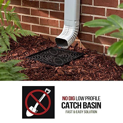 Amerimax 12-in. No Dig Low Profile Catch Basin Downspout Extension Kit, Black