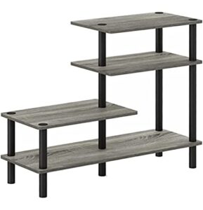 furinno turn-n-tube 3-tier side display rack, french oak grey/black