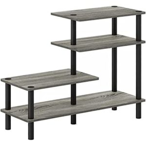 Furinno Turn-N-Tube 3-Tier Side Display Rack, French Oak Grey/Black