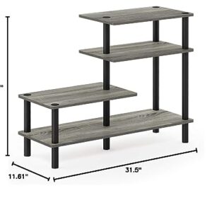 Furinno Turn-N-Tube 3-Tier Side Display Rack, French Oak Grey/Black