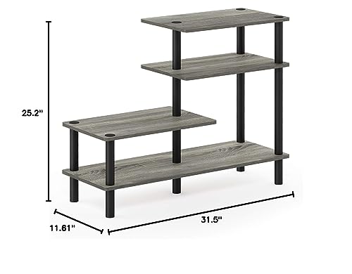 Furinno Turn-N-Tube 3-Tier Side Display Rack, French Oak Grey/Black