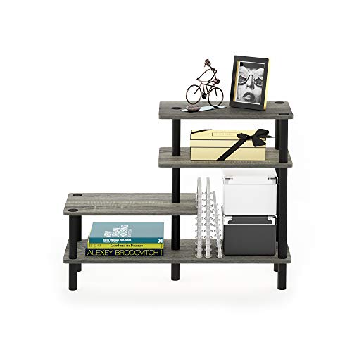 Furinno Turn-N-Tube 3-Tier Side Display Rack, French Oak Grey/Black