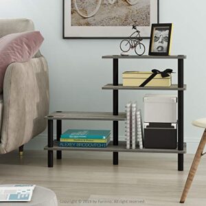 Furinno Turn-N-Tube 3-Tier Side Display Rack, French Oak Grey/Black