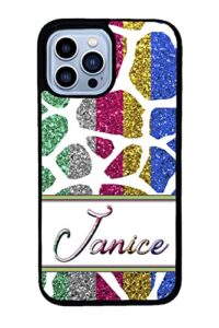 glittery sparkle zebra colorful personalized apple iphone black rubber phone case compatible with iphone 14 pro max, pro, max, iphone 13 pro max mini, 12 pro max mini, 11 pro max x xs max xr 8 7 plus