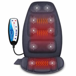 snailax massage seat cushion with heat - extra memory foam support pad in neck and lumbar,10 vibration massage motors, 2 heat levels, back massager chair pad for back