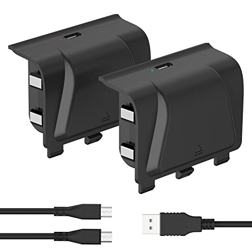 Rechargeable Battery Pack for Xbox One, 2x1200mAH Battery Pack with 4FT 2 in 1 Micro USB Charging Cable, Play and Charge Kit for Xbox One/One S/One X/Elite(Not for Xbox Series X/S Controller)