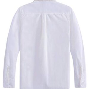 Spring&Gege Boys' Long Sleeve Dress Shirts Formal Uniform Woven Solid, White, 9-10 Years