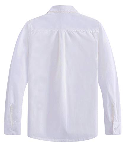 Spring&Gege Boys' Long Sleeve Dress Shirts Formal Uniform Woven Solid, White, 9-10 Years