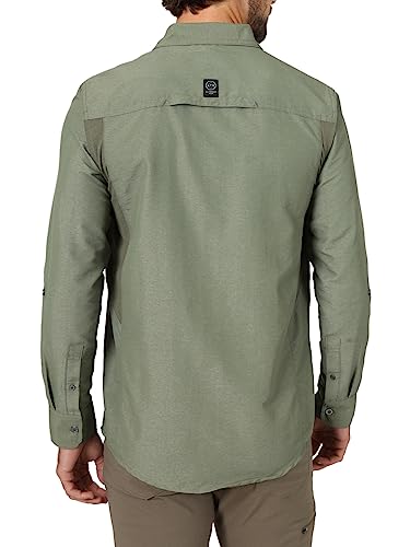 ATG by Wrangler mens Long Sleeve Mixed Material Shirt, Dusty Olive, XX-Large US