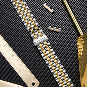 BINLUN Stainless Steel Watch Band with Curved and Straight End, Replacement Metal Watch Straps for Men Women 18mm/19mm/20mm/21mm/22mm/24mm in Silver, Gold, Black, Rose Gold, Two Toned