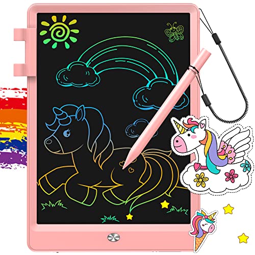 FLUESTON Toys for Girls Boys LCD Kids Writing Tablet 10 Inch Drawing Pad, Colorful Screen Doodle Learning Board for Preschool Kids, Travel Gifts Girl Boy Toys for Age 3 4 5 5+ 6-8 8-10 Toddler