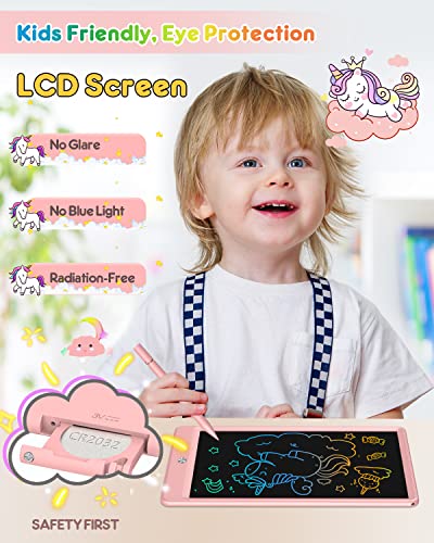 FLUESTON Toys for Girls Boys LCD Kids Writing Tablet 10 Inch Drawing Pad, Colorful Screen Doodle Learning Board for Preschool Kids, Travel Gifts Girl Boy Toys for Age 3 4 5 5+ 6-8 8-10 Toddler