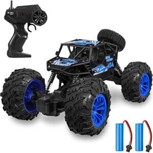 yezi rc car 1:18 large scale, 2.4ghz all terrain waterproof remote control truck with 2 batteries,4x4 electric rapidly off road car for, remote control car for kids boys and adults