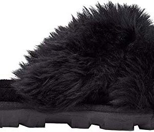 UGG Women's Fuzzalicious Slipper, Black, 5