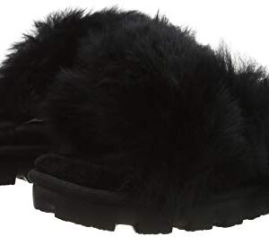 UGG Women's Fuzzalicious Slipper, Black, 5