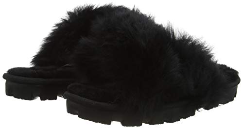 UGG Women's Fuzzalicious Slipper, Black, 5