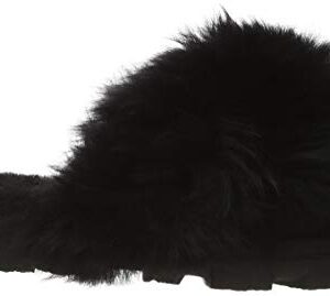 UGG Women's Fuzzalicious Slipper, Black, 5