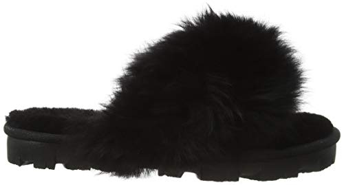 UGG Women's Fuzzalicious Slipper, Black, 5