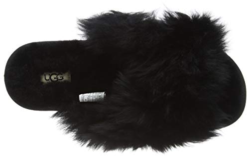 UGG Women's Fuzzalicious Slipper, Black, 5