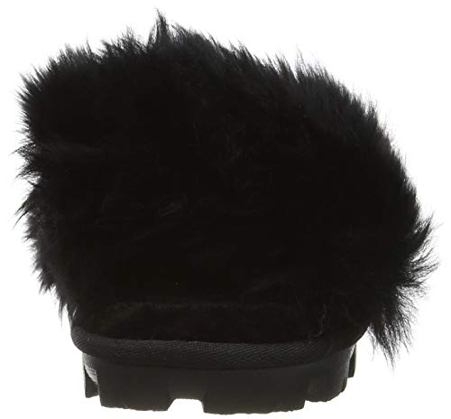 UGG Women's Fuzzalicious Slipper, Black, 5